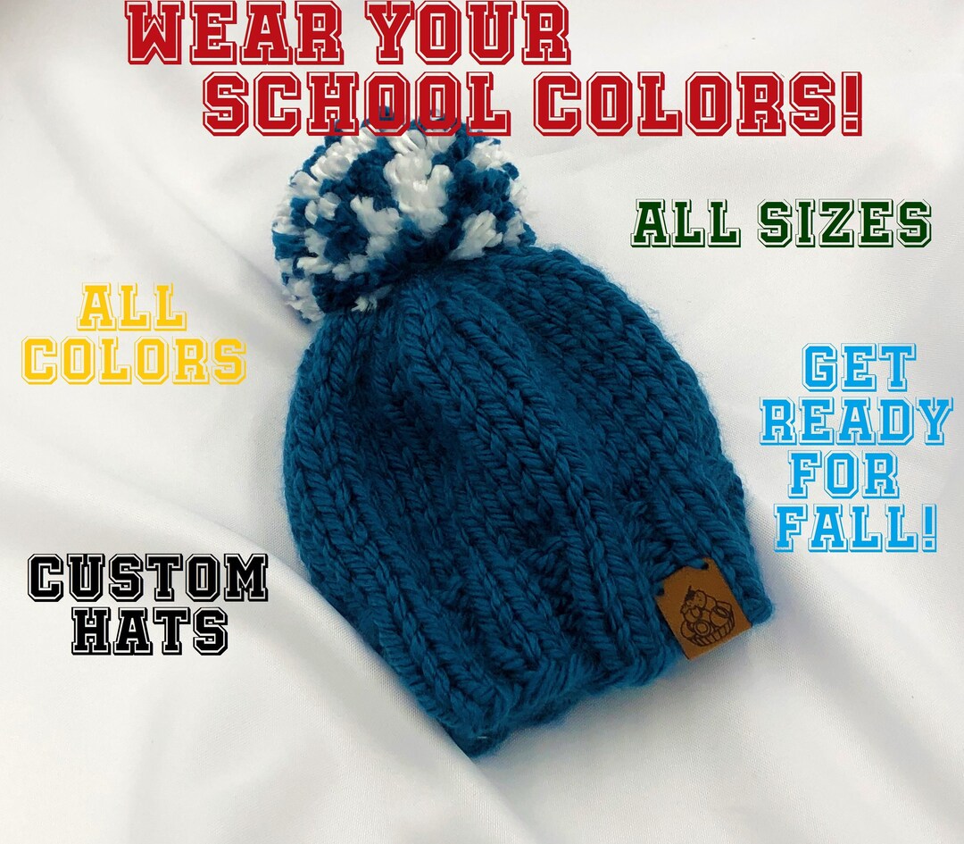 School Colors Hats School Spirit Hats Chunky Warm Winter Hats in Custom ...
