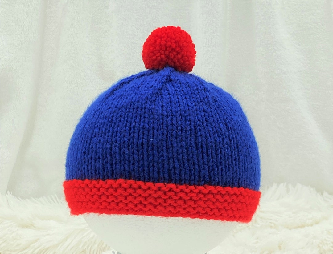 Stan Hat South Park ALL SIZES Stan Marsh Knit Hat Blue Red Pompom - Etsy