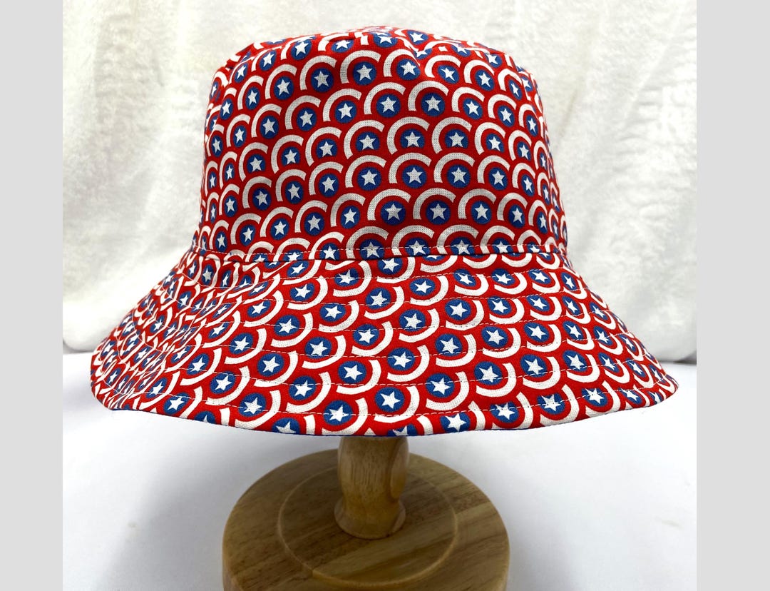 Captain America Bucket Hat: Reversible Cotton Sun Hat, All Sizes - Etsy