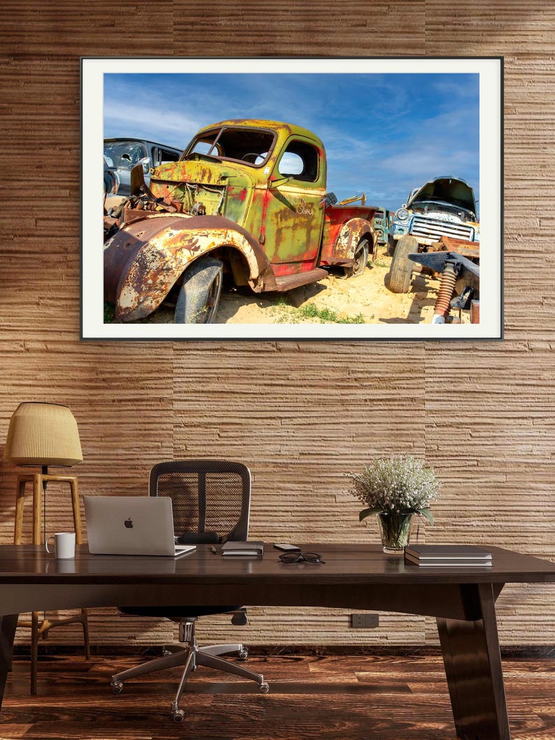 Rusty Junkyard Truck Wall Art Print – Vintage Abandoned - Digital Download – Industrial Decor ...