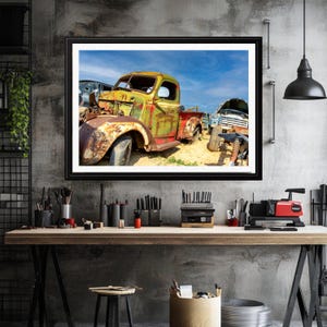 Rusty Junkyard Truck Wall Art Print – Vintage Abandoned - Digital Download – Industrial Decor ...