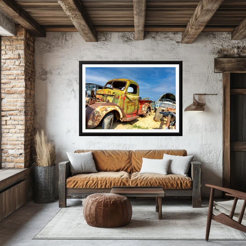 Rusty Junkyard Truck Wall Art Print – Vintage Abandoned - Digital Download – Industrial Decor ...