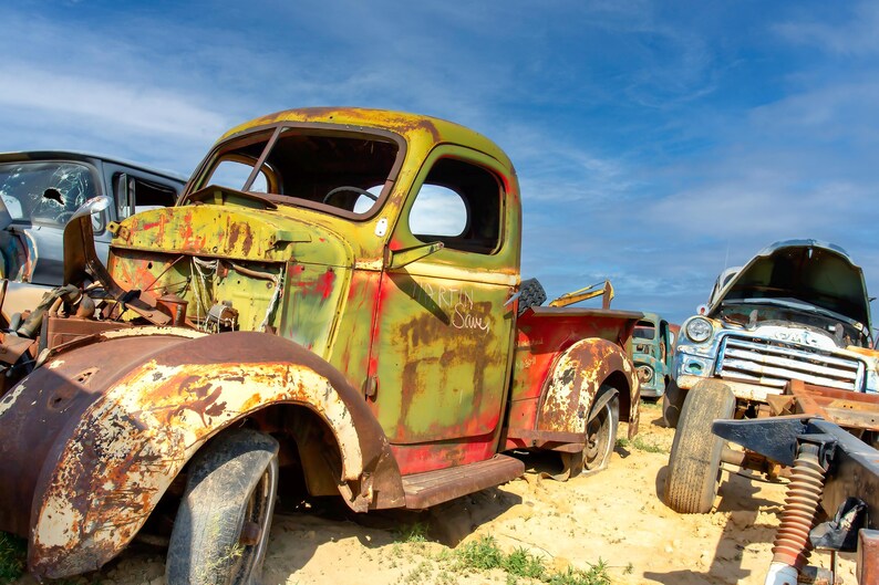 Rusty Junkyard Truck Wall Art Print – Vintage Abandoned - Digital Download – Industrial Decor ...
