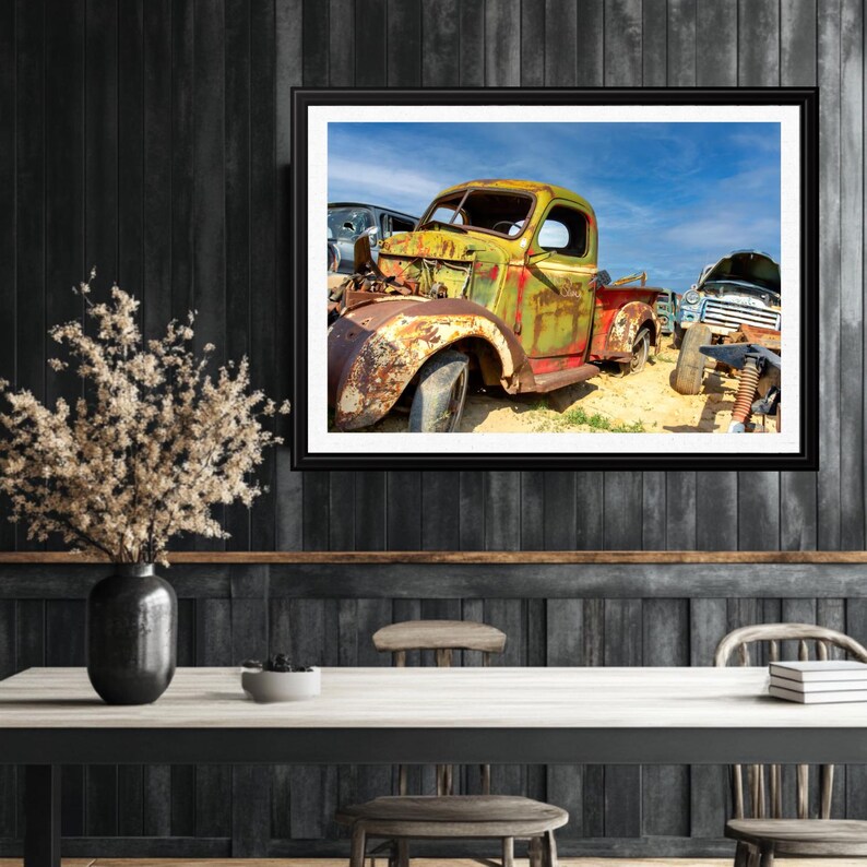 Rusty Junkyard Truck Wall Art Print – Vintage Abandoned - Digital Download – Industrial Decor ...