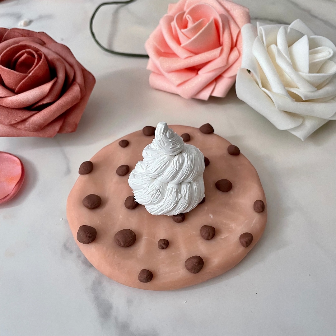 Handmade Polymer Clay Chocolate Chip Cookie Ring Holder: Food Jewelry ...