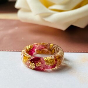 Custom Resin Ring - Your Flower Petals - Round Band - Silver or Gold ...