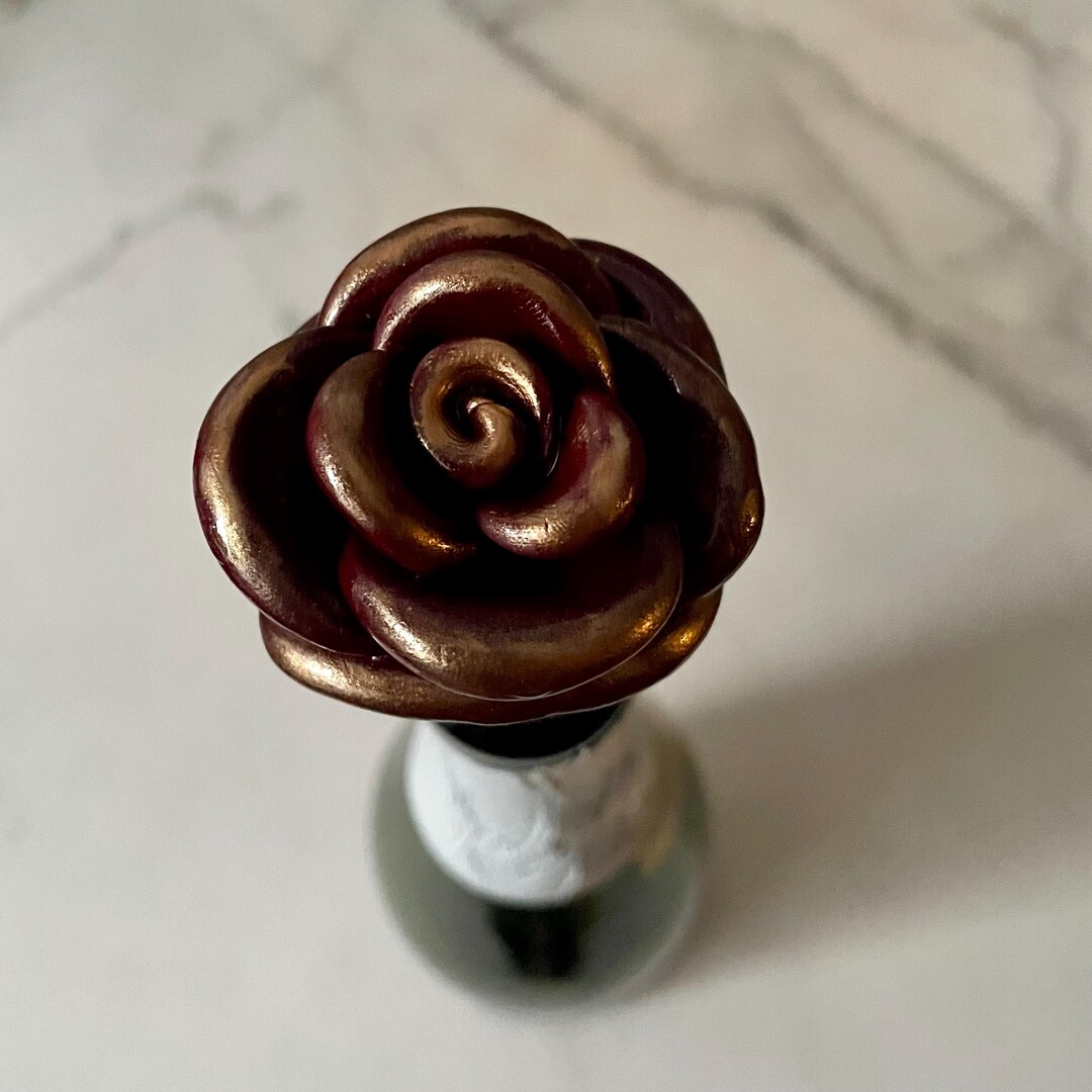 Handmade Polymer Clay Rose Wine Stopper – Floral Party Favor - Etsy