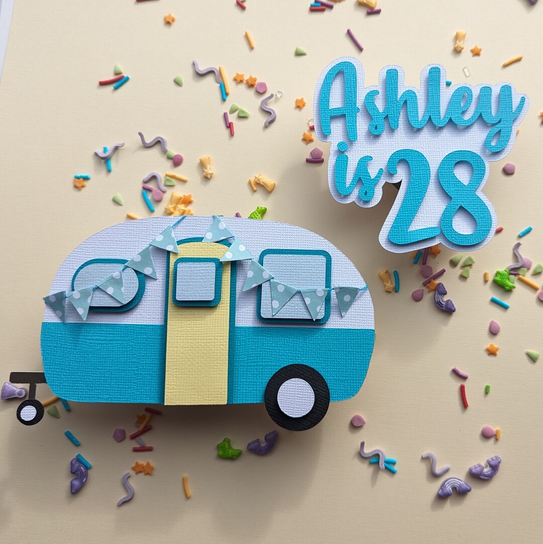 Personalised Camper Van Cake Topper, Retro Camper Van, Vintage Caravan ...