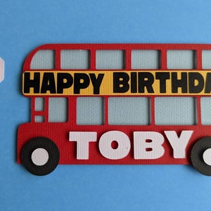 Handmade Personalised London Bus Theme Cake Topper Party Celebration ...