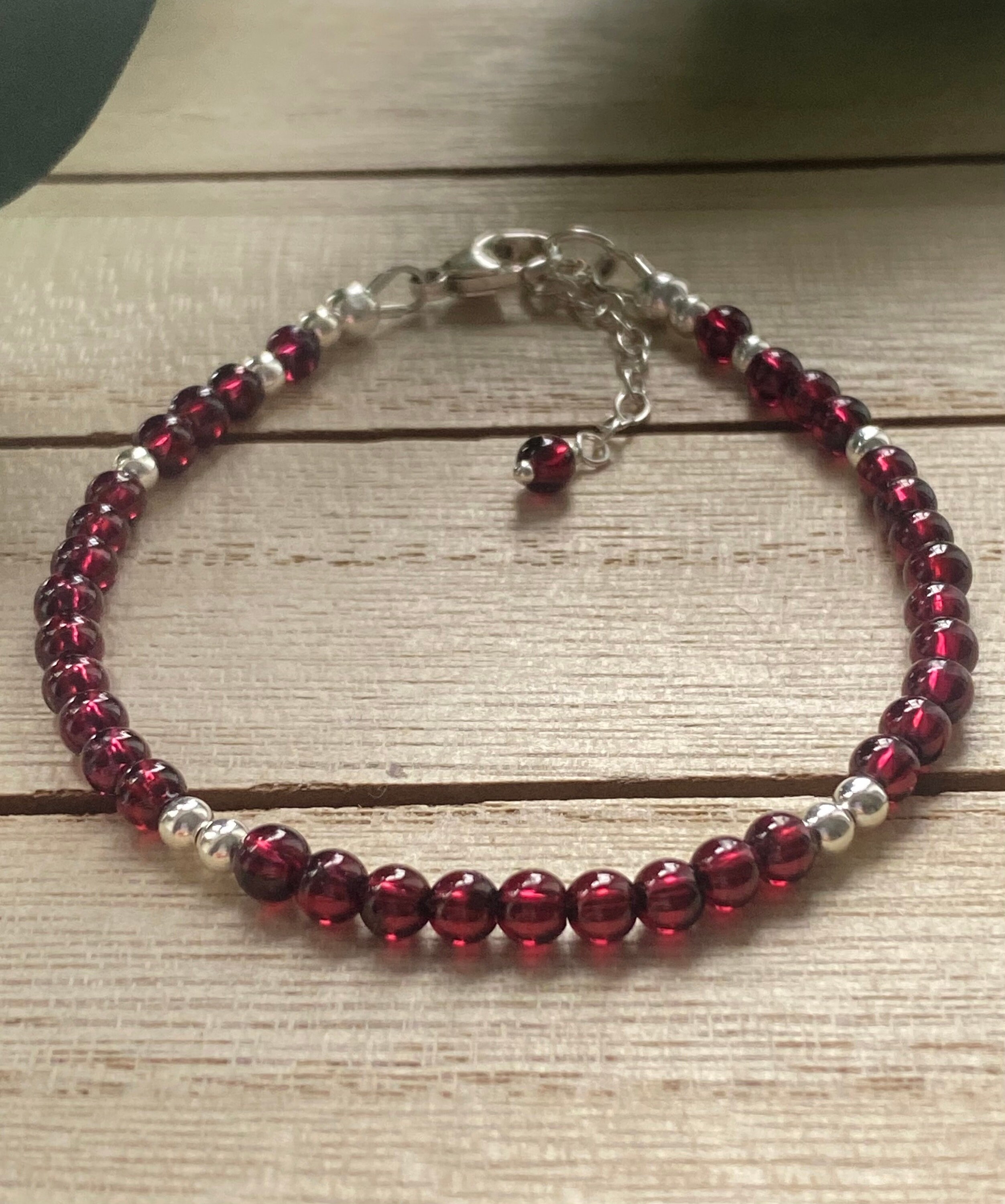 Garnet Bracelet, Garnet Gemstone Bracelet, Beaded Gemstone Bracelet ...