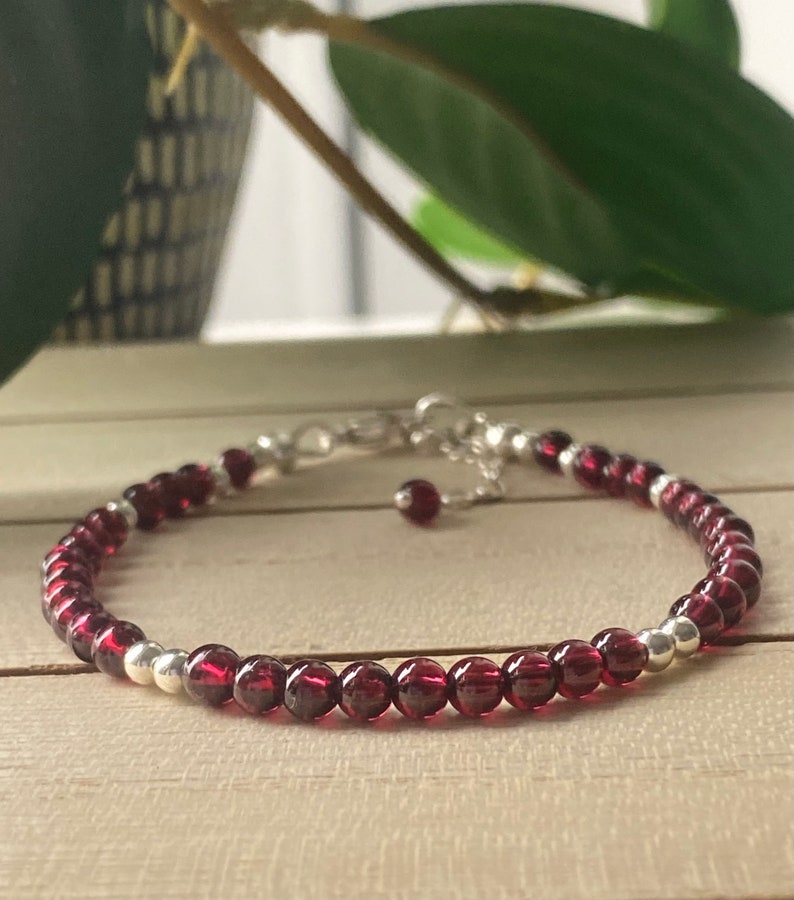 Garnet Bracelet, Garnet Gemstone Bracelet, Beaded Gemstone Bracelet ...