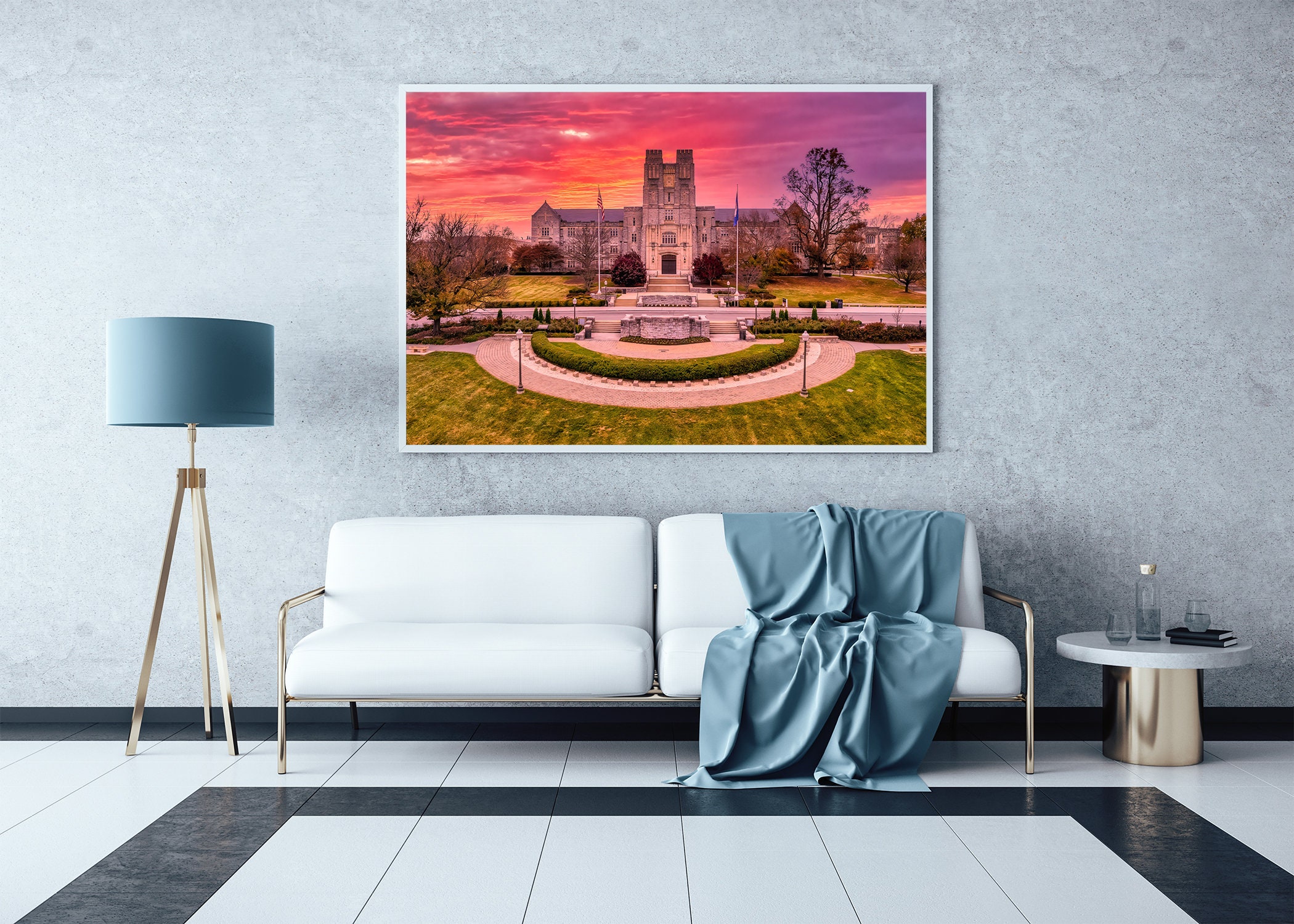 Sunset at Burruss Hall Virginia Tech Landmark Campus - Etsy