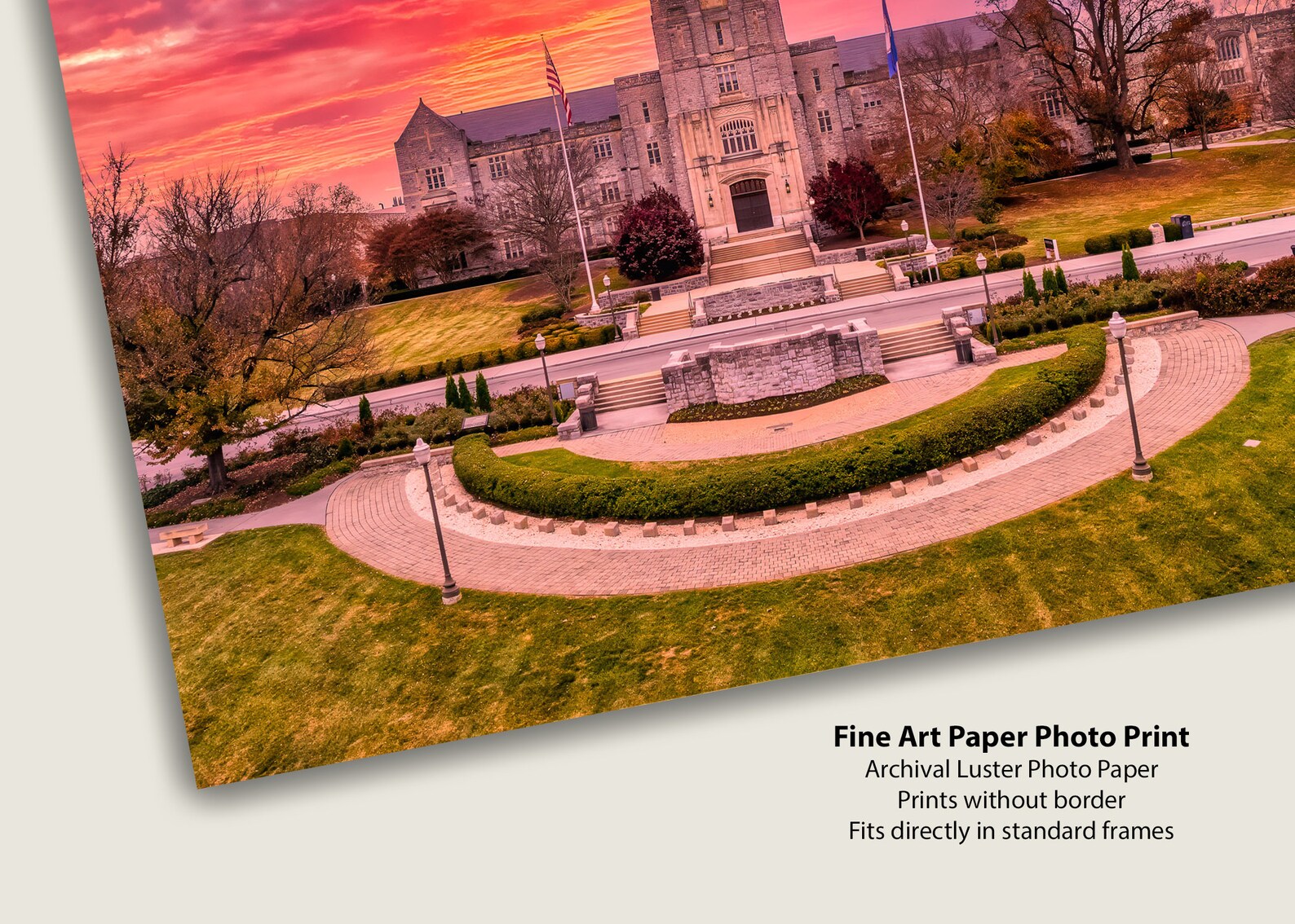 Sunset at Burruss Hall, Virginia Tech Hokies, Blacksburg Campus ...