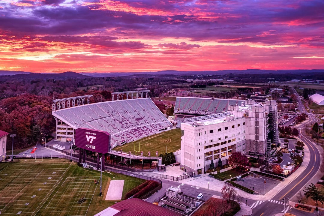 Sunrise at Lane Stadium, Virginia Tech Football Print, VT Campus Wall ...
