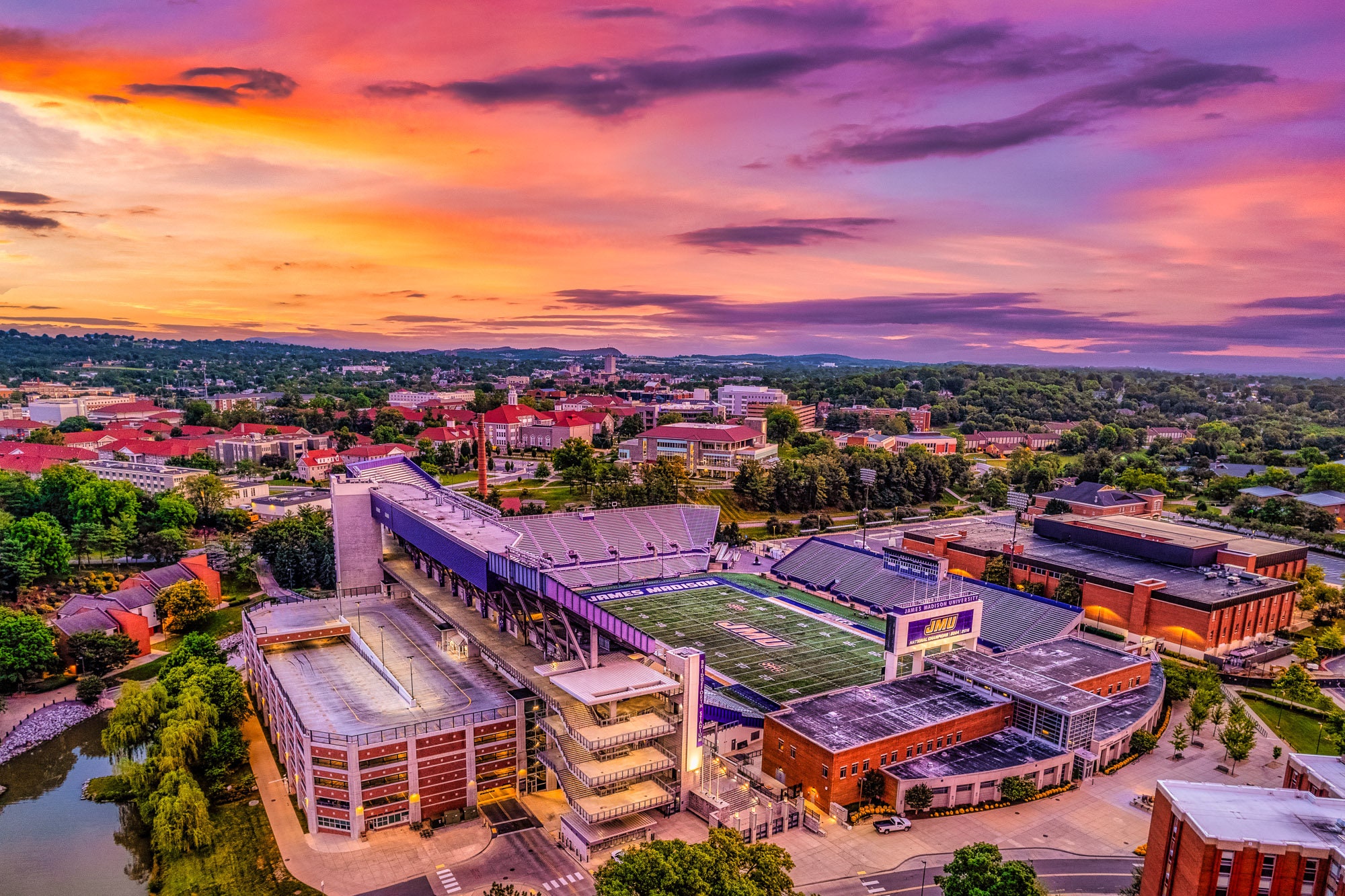 Bridgeforth Stadium at Sunrise, JMU Campus Landscape Photo Print, Gift ...