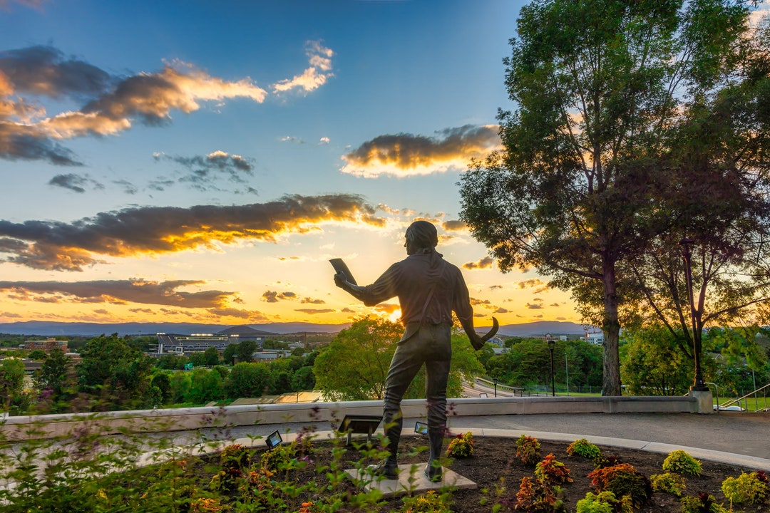 James Madison Statue at Sunset, JMU Campus Landscape Artwork, Fine Art ...