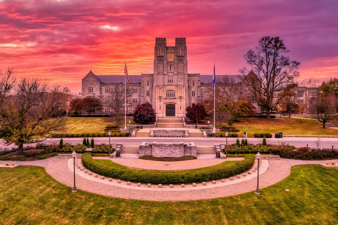 Sunset at Burruss Hall, Virginia Tech Hokies, Blacksburg Campus ...
