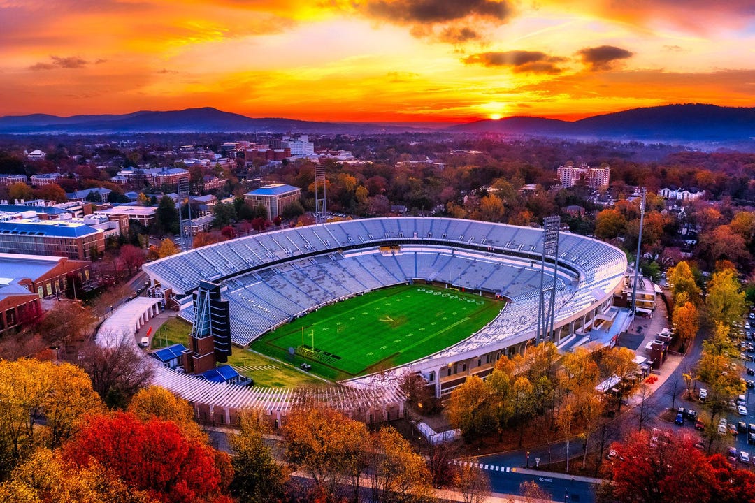 Sunrise at Scott Stadium, University of Virginia Football Print, UVA ...