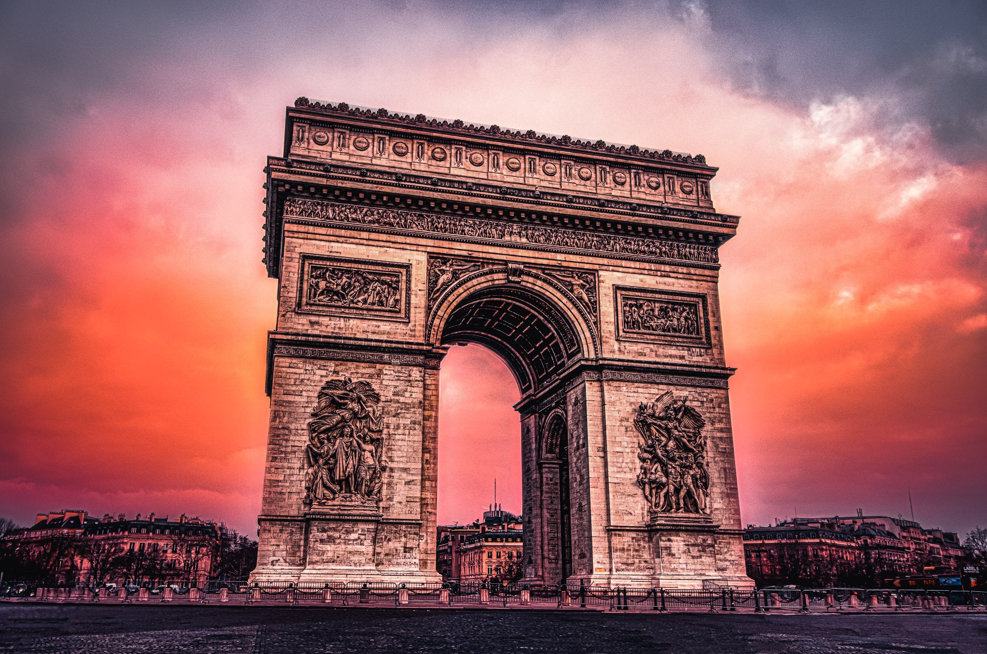 Arc De Triomphe At Sunset