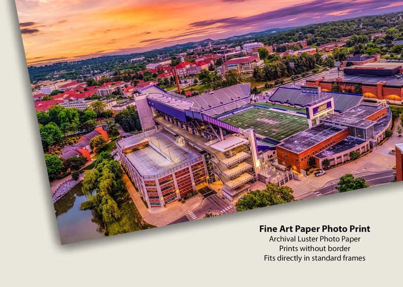Bridgeforth Stadium at Sunrise, JMU Campus Landscape Photo Print, Gift ...