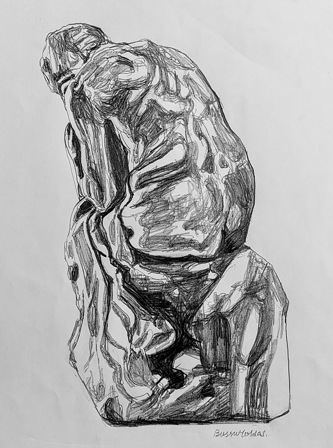 Pencil Drawing of Female Figure of destitution by Jules Desbois ...