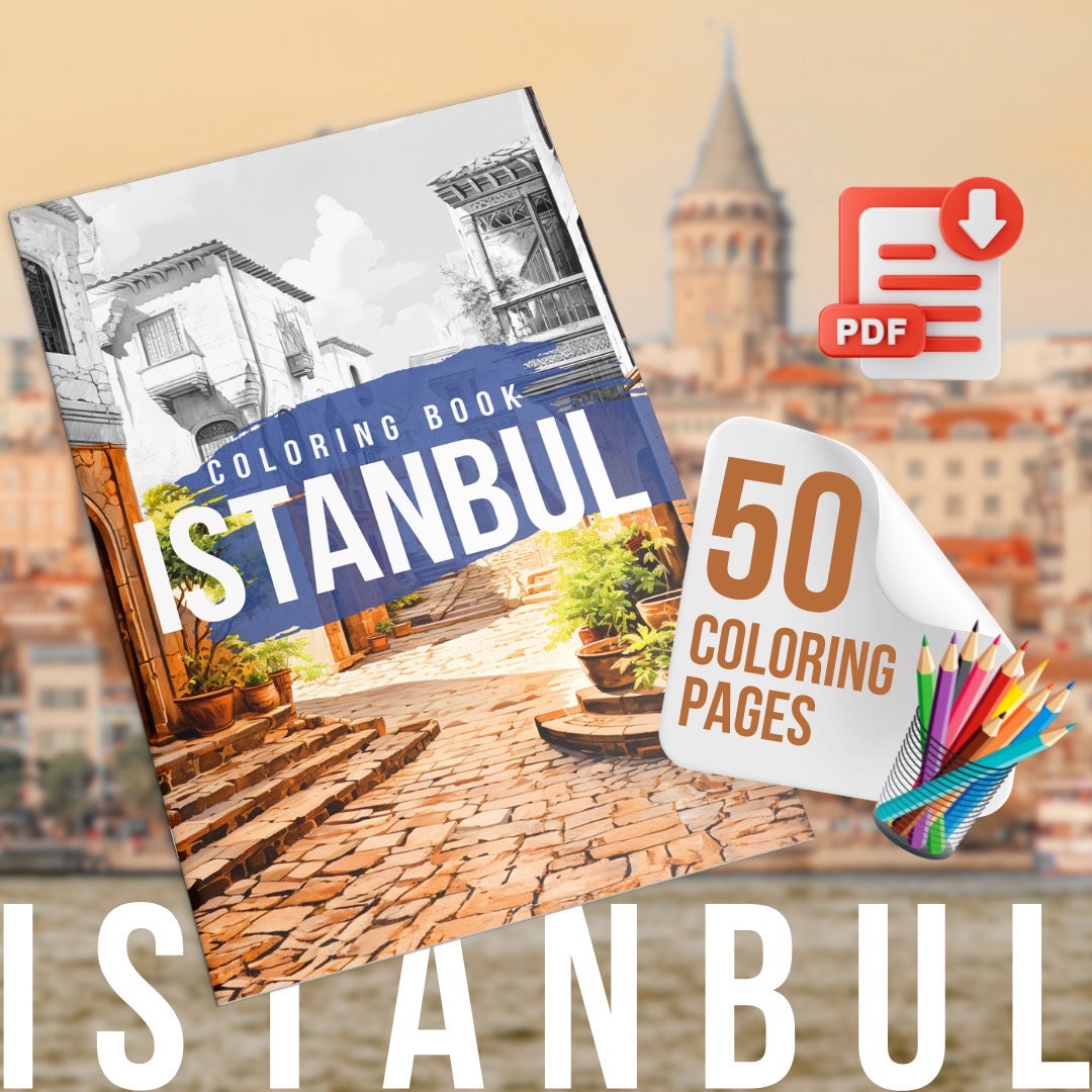 Istanbul Coloring Book, Instant Digital Printable PDF Download, Color ...