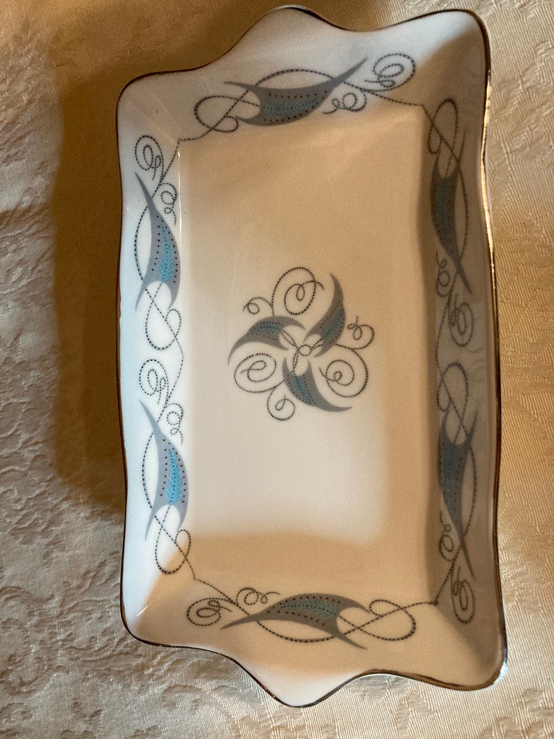 MID CENTURY Blue Silver ATOMIC E&B Foley Celeste China by Donald ...