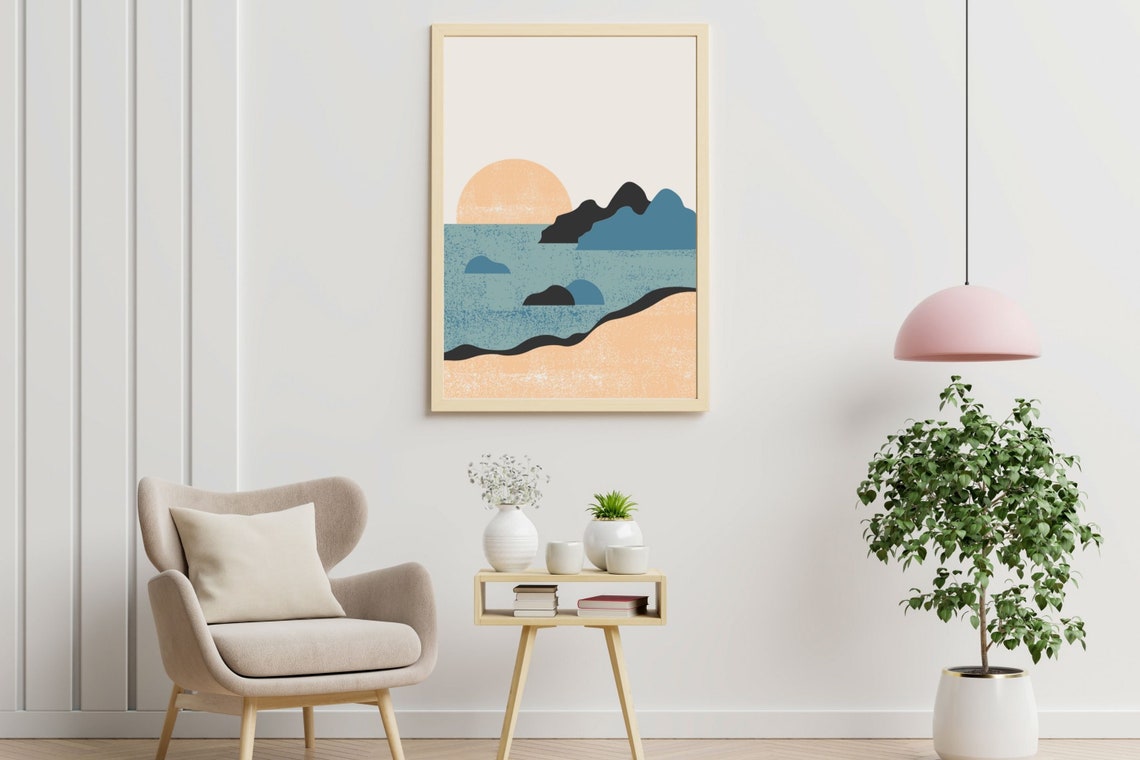 Abstract Beach Wall Art, Beach Art Print, Minimalist Artwork, Beach ...