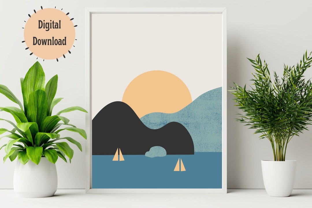 Abstract Beach Wall Art, Beach Art Print, Minimalist Artwork, Beach ...