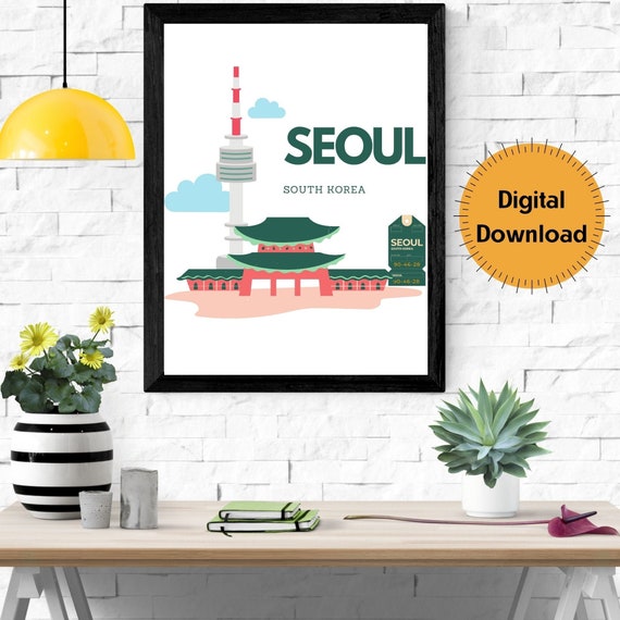 Seoul South Korea Poster Korean Culture Cute Wall Decor | Etsy