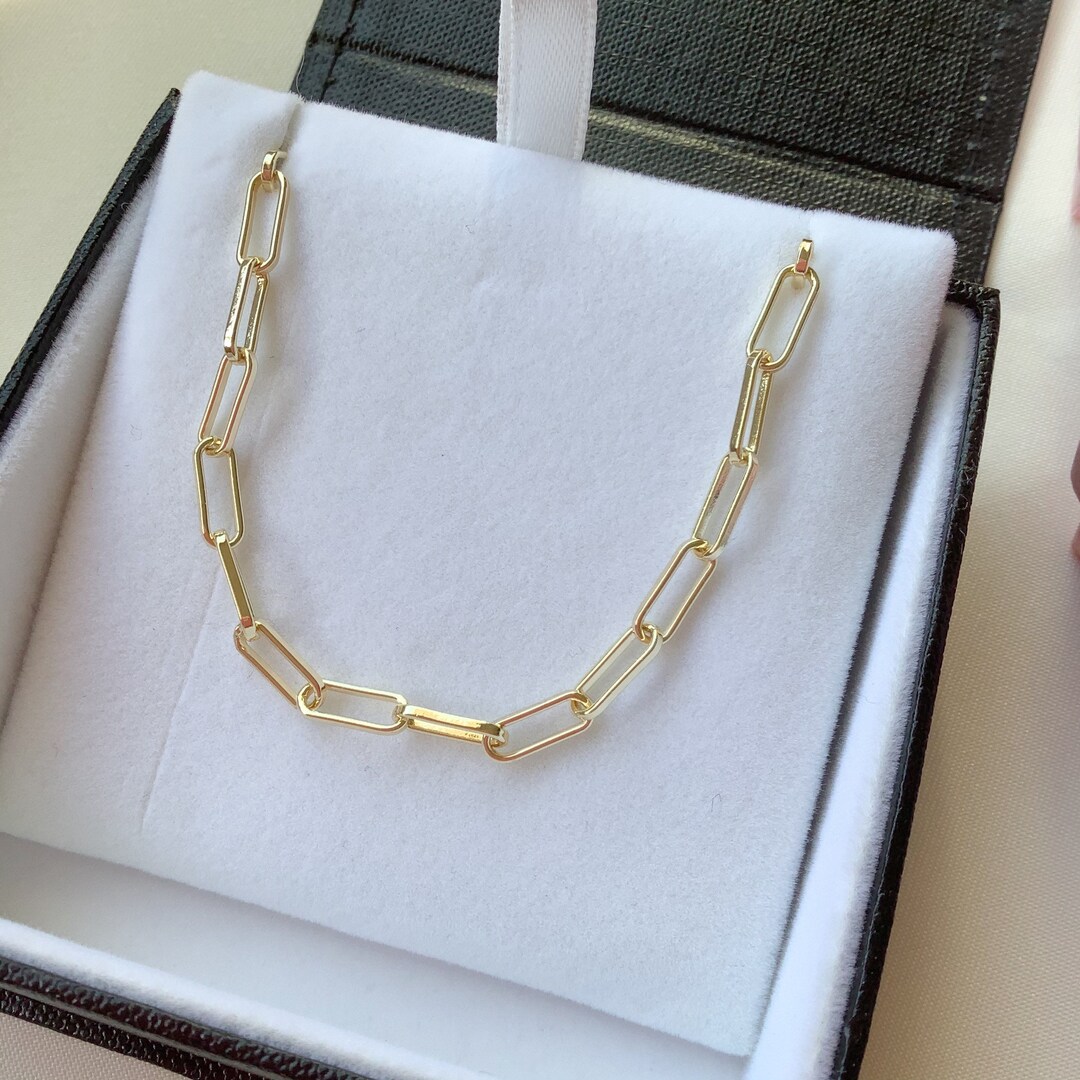 14k Gold Plated Chain Link Fashion Bracelet/ Chain Link Bracelet - Etsy