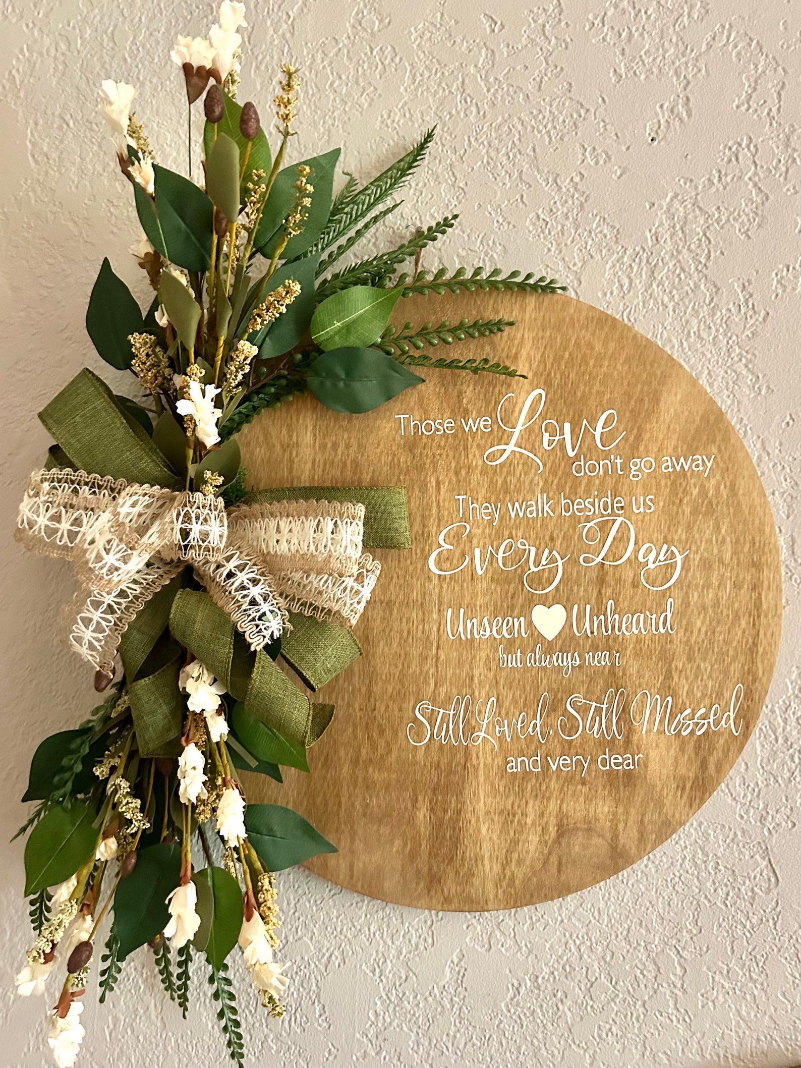 Rustic Sympathy Wreath, Memorial Door Hanger With Flowers, Bereavement ...