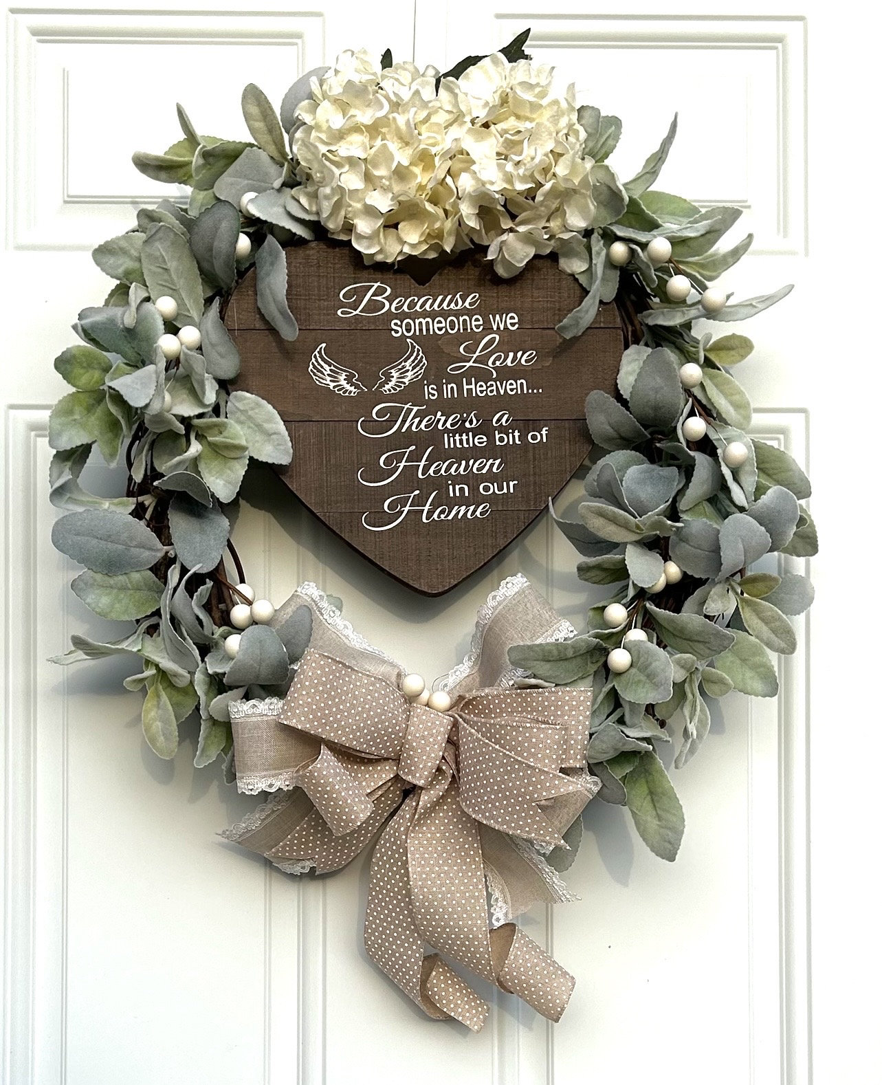 White Sympathy Wreath With Hydrangeas, Bereavement Gift, Memorial ...