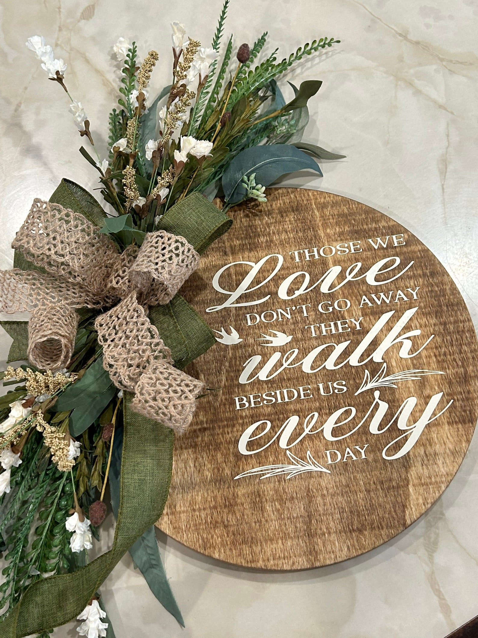 Rustic Sympathy Wreath, Memorial Door Hanger With Flowers, Bereavement ...