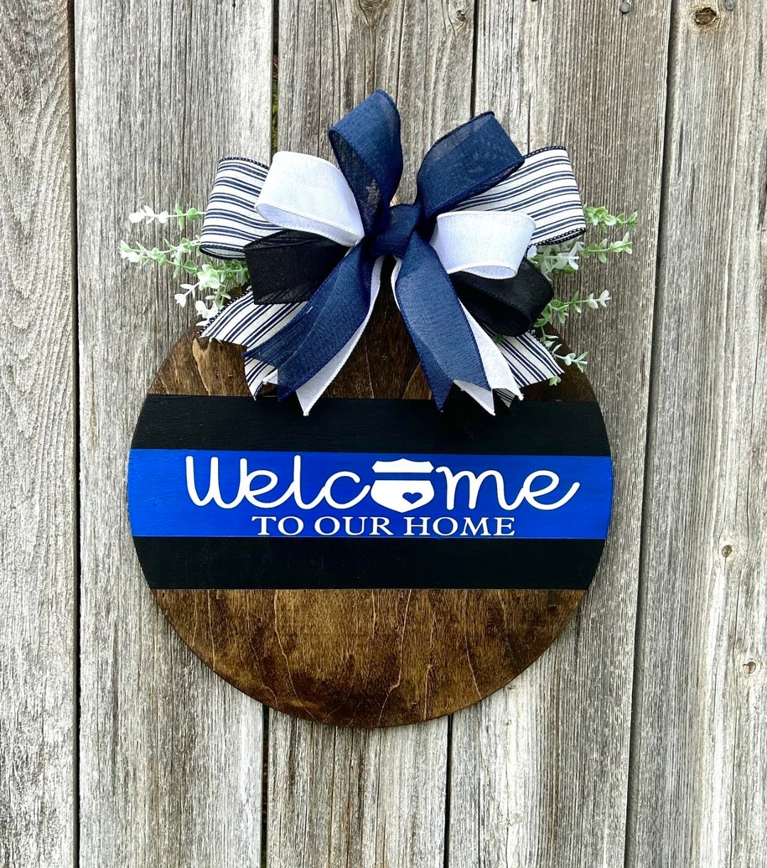 Back the Blue Wooden Door Hanger, Police Officer Sign, Front Door Decor ...