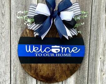Wooden Police 'back the Blue' Door Hanger: Law Enforcement Support ...