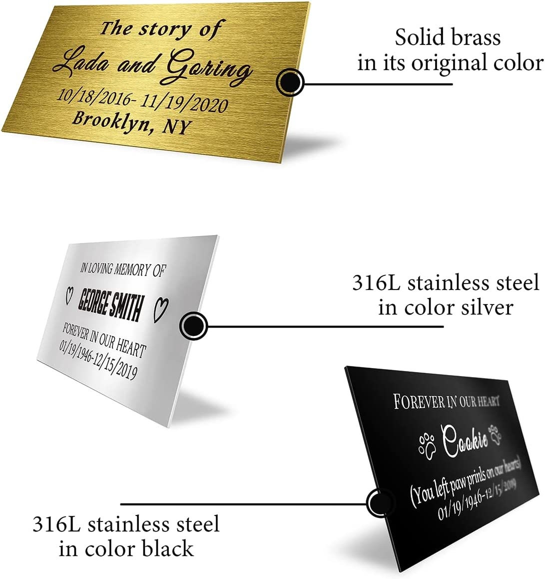 Vary Size, Personalized, Custom Engraved, Brushed Gold Solid Brass ...