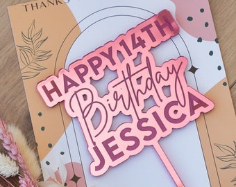 Acrylic 11th Birthday Years Loved Theme Childrens Cake Topper Party ...