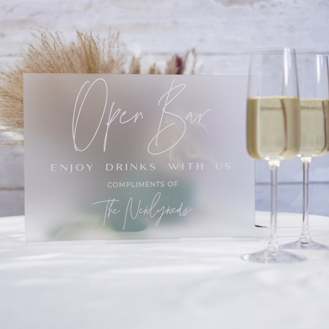 Open Bar Wedding Bar Sign Acrylic Wedding Signage Drink Menu Acrylic ...