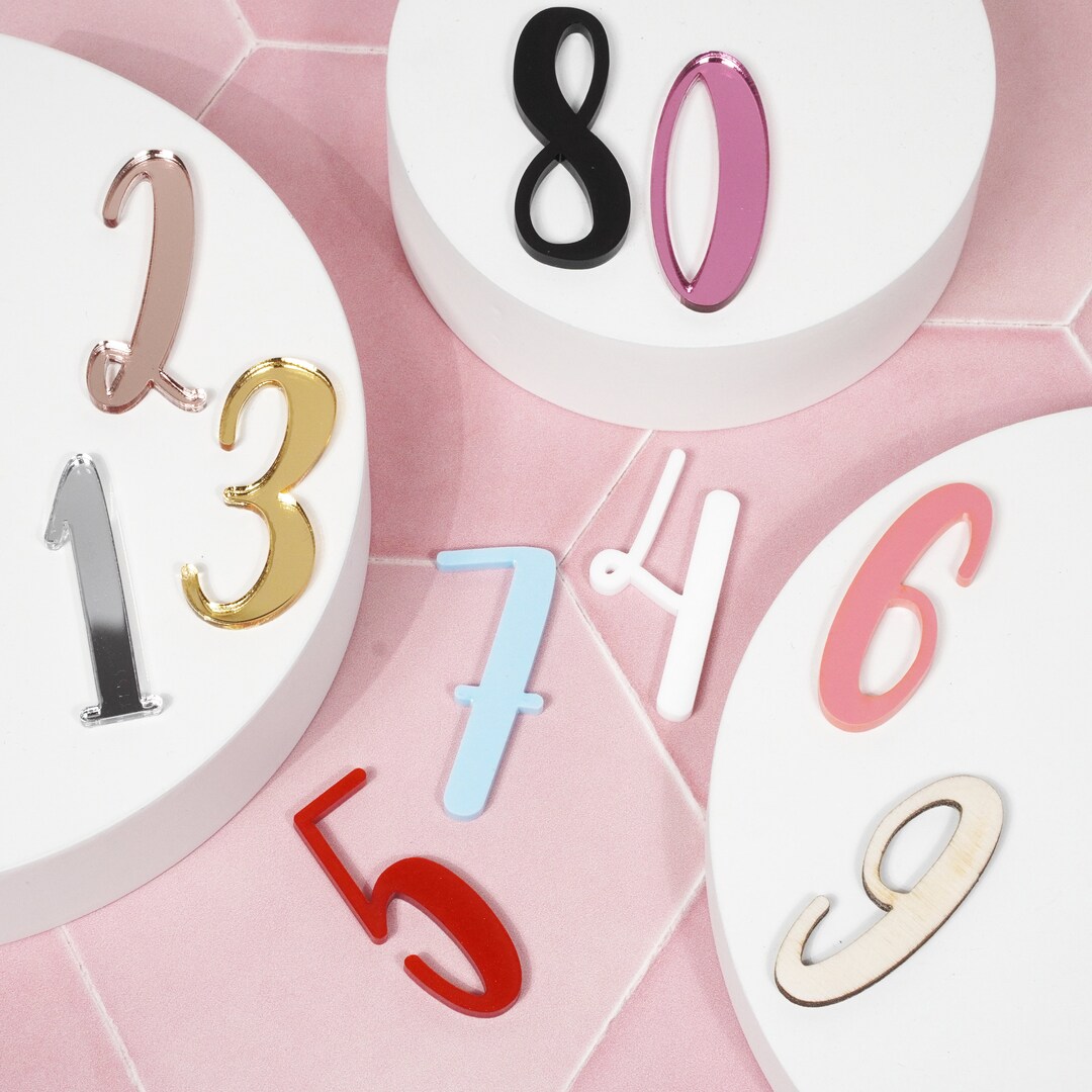 Acrylic Cake Charm Number Cake Topper, Single Number Cake Topper Mirror ...