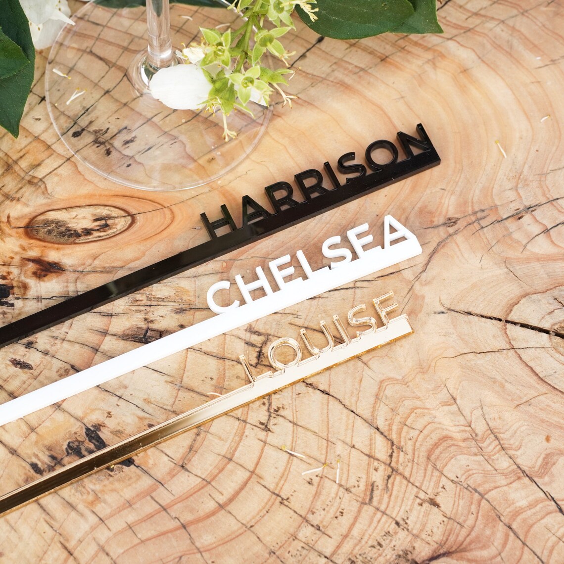 Acrylic Wedding Name Place Cards Ideas Personalised Drink Stirrers ...