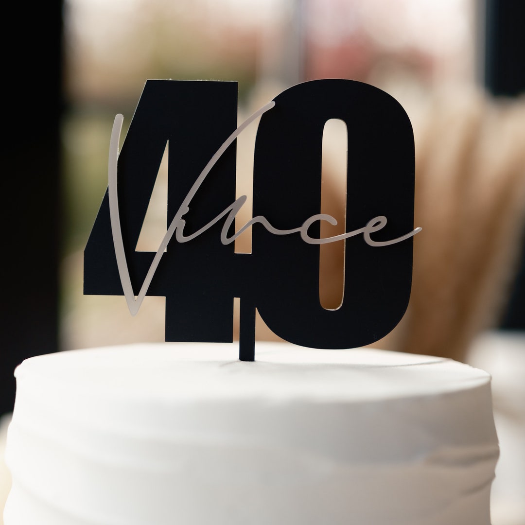 Personalised 40 Cake Topper Birthday Forty Cake Topper 40th Cake Ideas ...
