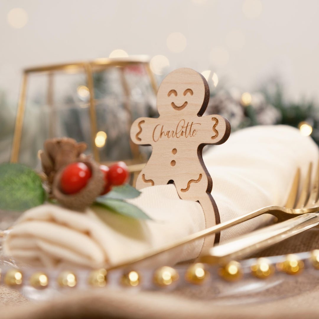 Gingerbread Man Festive Napkin Rings Personalised Christmas Table ...