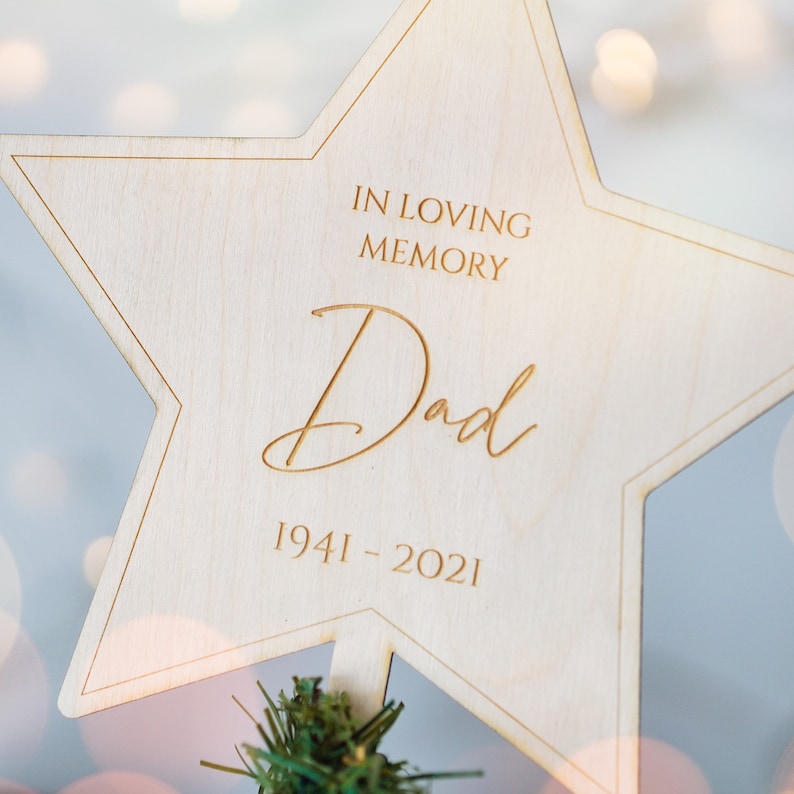 Personalised Christmas Tree Topper Star Tree Topper Memorial - Etsy