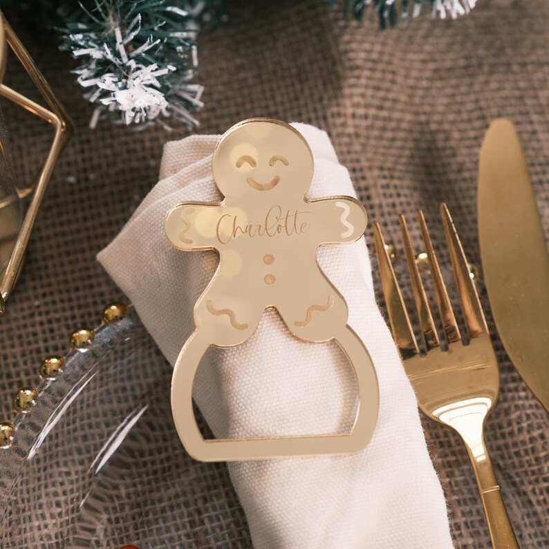 Gingerbread Man Festive Napkin Rings Personalised Christmas Table ...