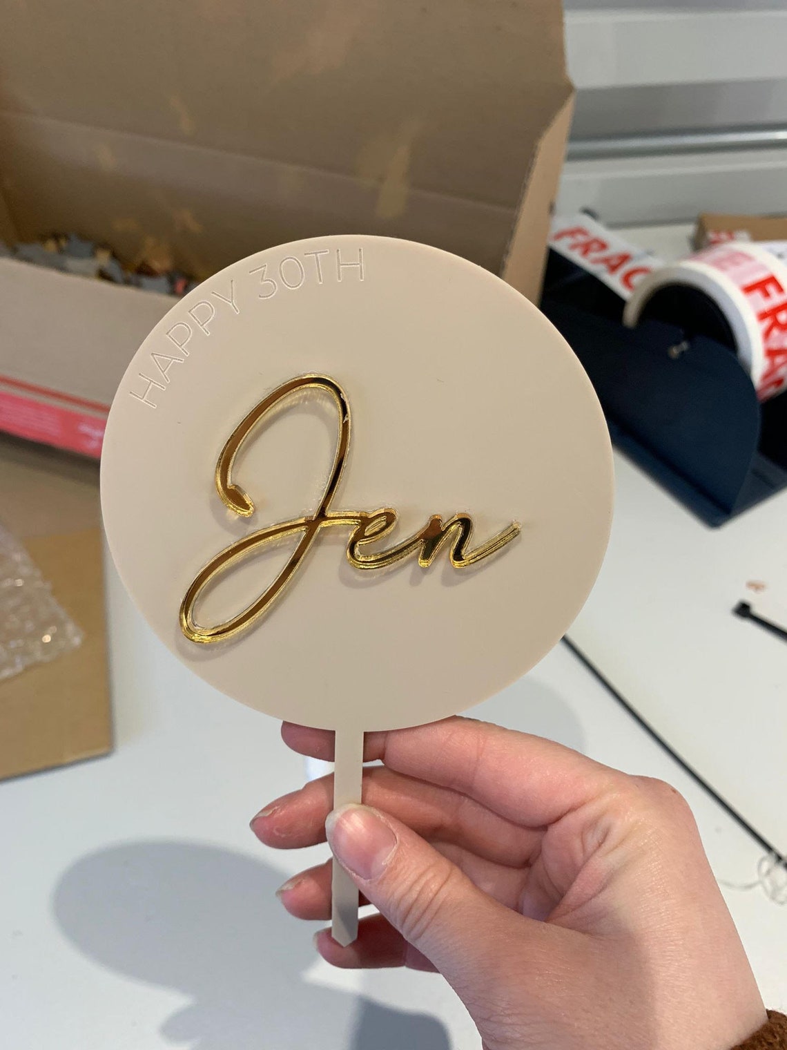 Double Layer Acrylic Cake Topper Paddle Circle Acrylic Double - Etsy