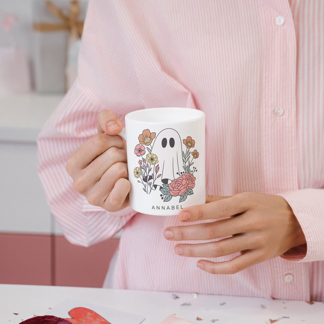 Cute Ghost Halloween Mug, Halloween Fall Coffee Mug Gift for Her, Fall ...