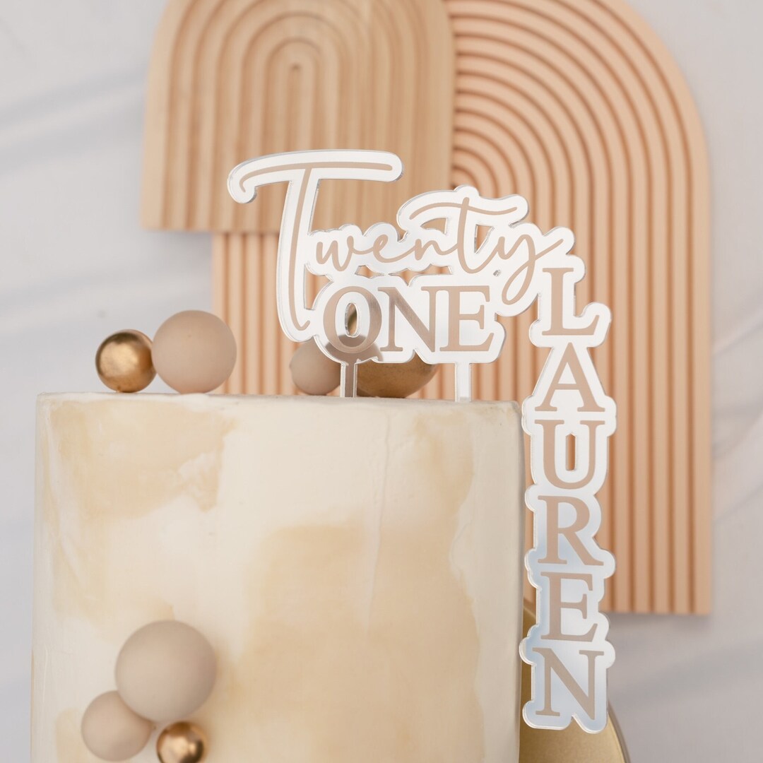 Personalised Twenty One Cake Topper 21st Birthday Cake Topper Name 21st ...