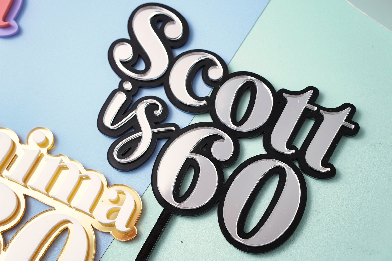 Double Layer Acrylic Cake Topper Personalised Acrylic Double - Etsy