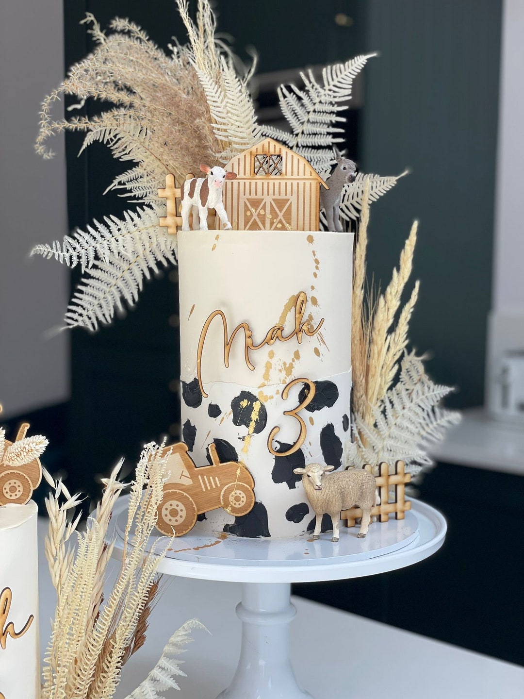 Farm Cake Topper Set Farm Yard Farm Party Birthday Wooden Cake Topper ...